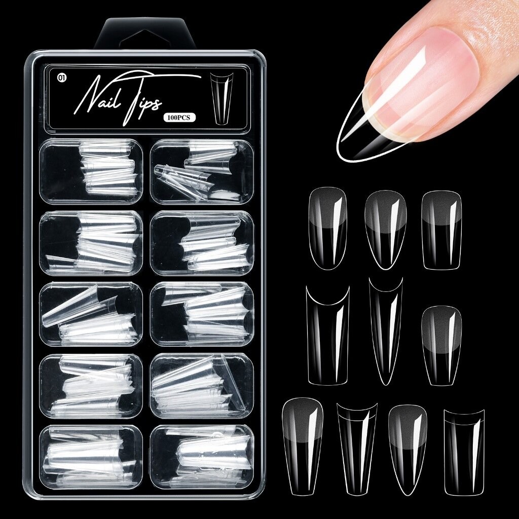 False Nails Transparent Full Tip Half Multiple Shape (100pcs) Nail PVC ...