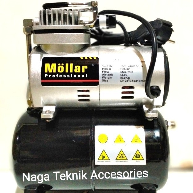 MESIN MOLLAR MINI COMPRESSOR MACHINE 1/5 HP 3 LITER TC-20 OIL-LESS ...