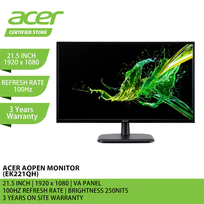 Acer EK221QH Monitor - 21.5"/VA/FHD/100Hz/1ms/HDMI,VGA/3Y | Shopee Malaysia
