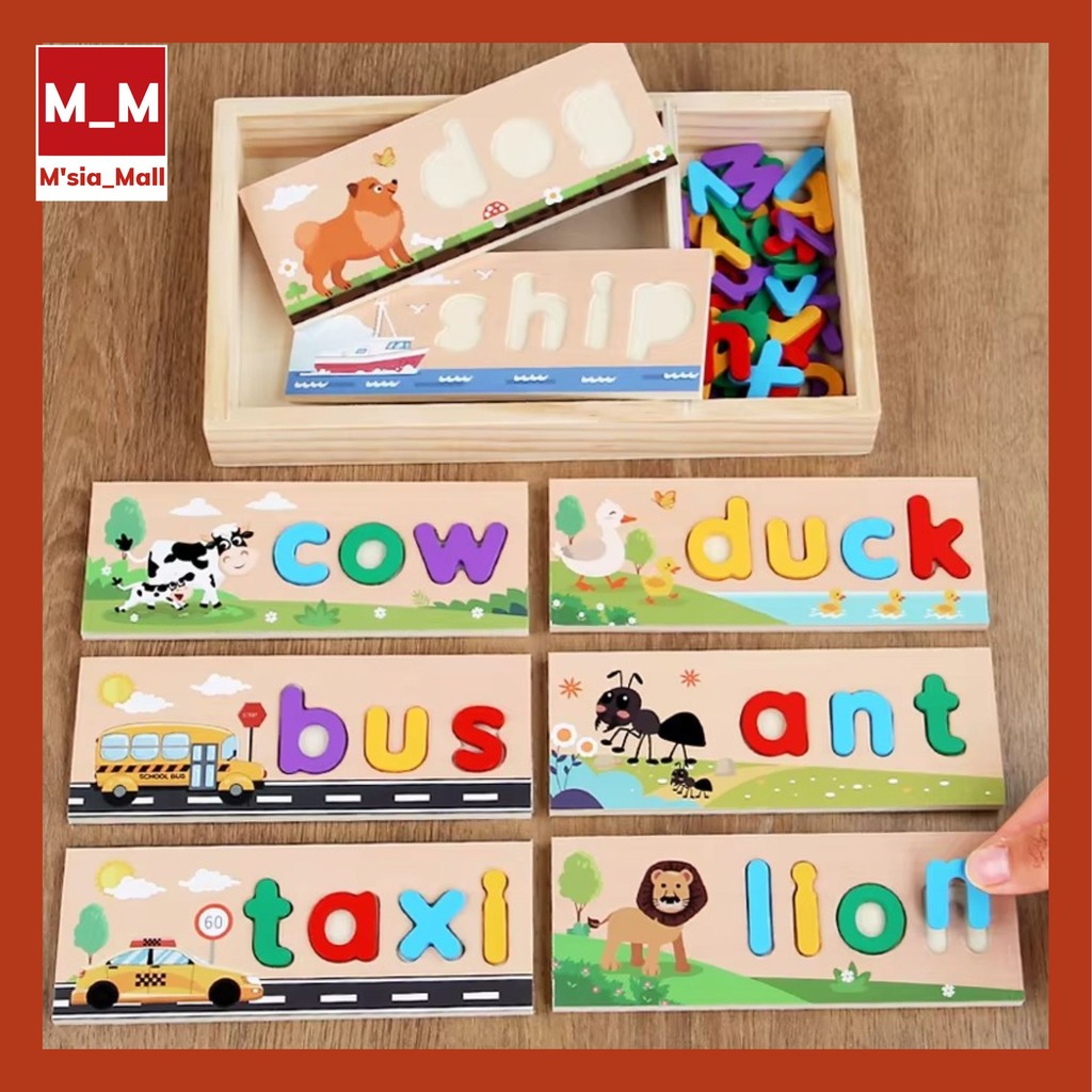 Colorful Alphabet Number Wooden Puzzles Kids Intelligent Matching Game ...