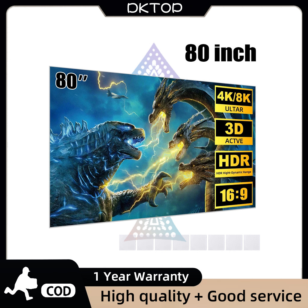 Projector Screen 84 Inch 16:9 HD Foldable Portable Vibrant Colors ...