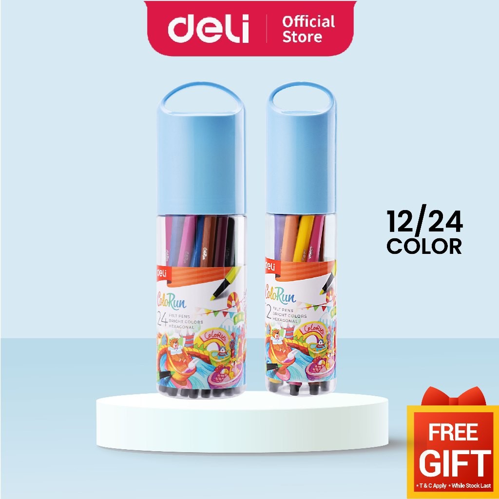 Deli Colouring Smooth Magic Colour Pen Triangular Barrel (12/24 Color ...