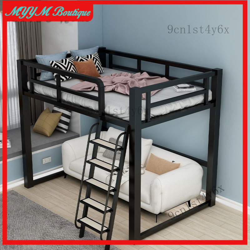 Attic bed, large double bed, elevated bunk bed, space saving loft bed, adult/bed frame/床架 ...