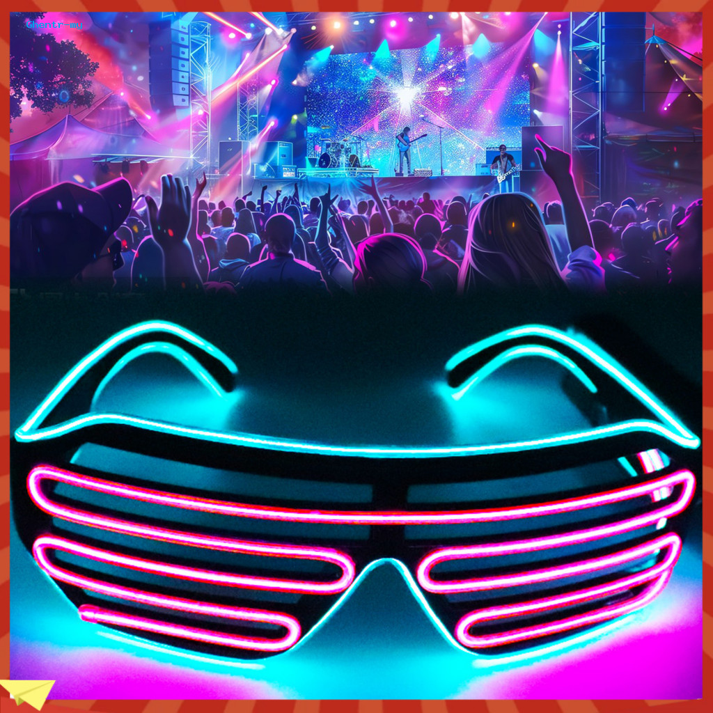 GH| Pvc Material Sunglasses Neon Rave Glasses with Led Lights for 80s ...