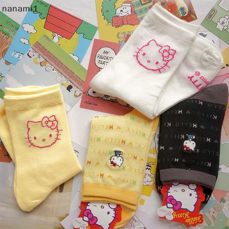 nanami1 Kawaii Sanrio Hello Kitty Socks Cute Cartoon Mid-tube Socks ...