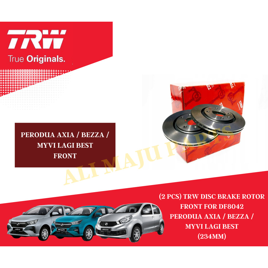 (2 pcs) TRW Disc Brake Rotor Front for DF8042 Perodua Axia / Bezza ...