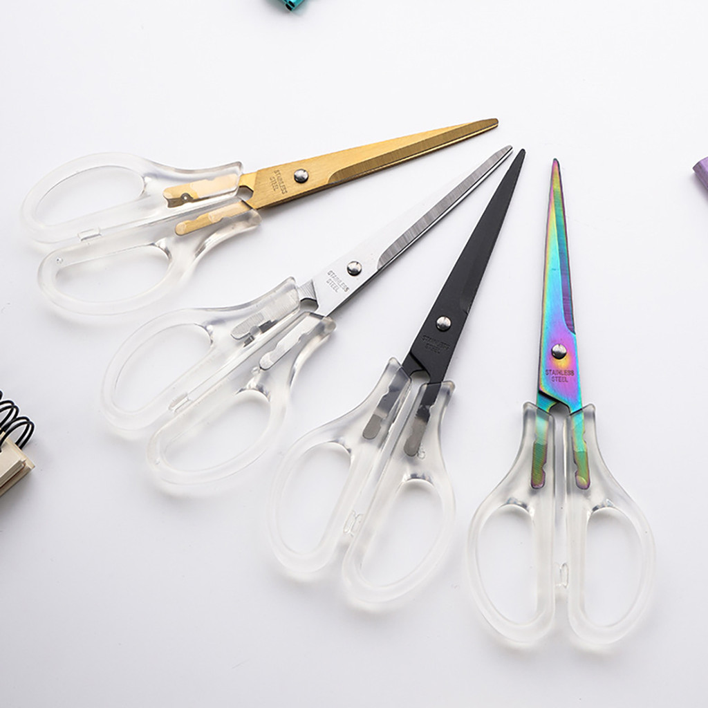 1 Pcs Office Acrylic Scissors Transparent Handle Stainless Steel ...
