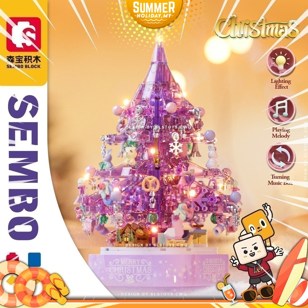 Sembo Block LED Lighting Music Box Merry Christmas Gift Decoration ...