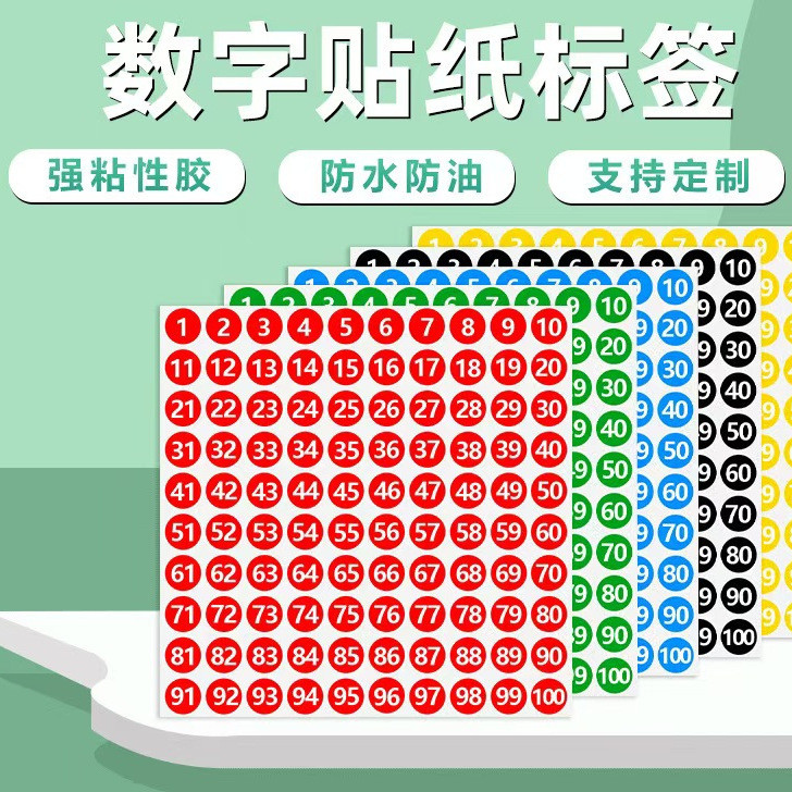 Best-selling PVC Waterproof Round Number Number Self-Adhesive Sticker ...