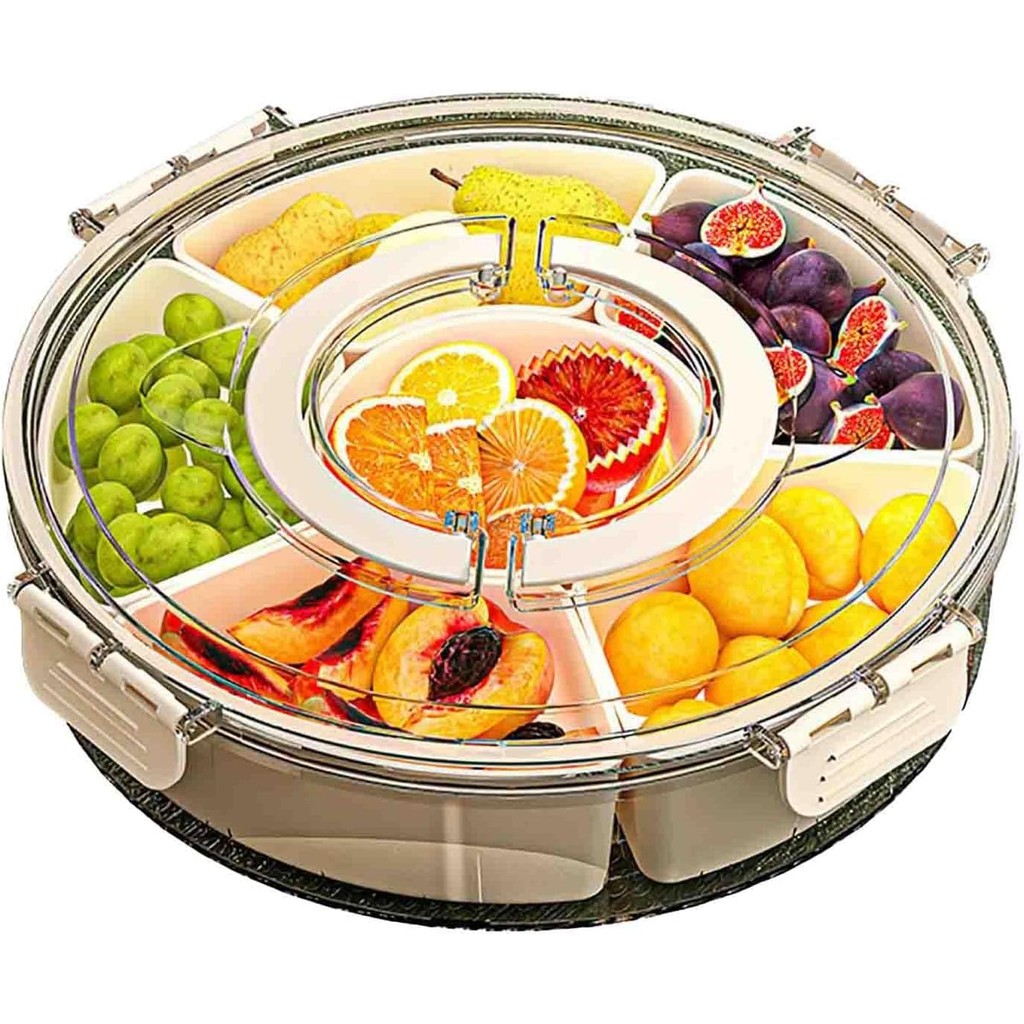 4.5L Sealed Rotating Deli Vegetable and Fruit Tray,360 Rotatable ...