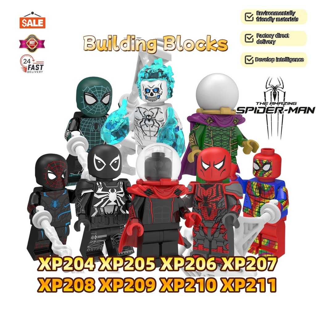 2024 Anime Spider-Man baru XP204-XP211 siri dipasang blok bangunan ...