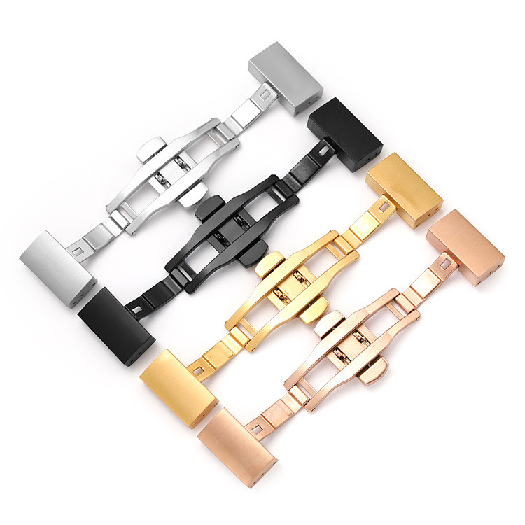 16mm 18mm 20mm 22mm Solid Stainless Steel Butterfly Watch Buckle Double ...