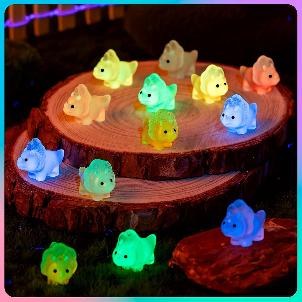 30/50pcs Glow-in-the-Dark Mini Resin Dinosaur Statues Multi-Color Light ...
