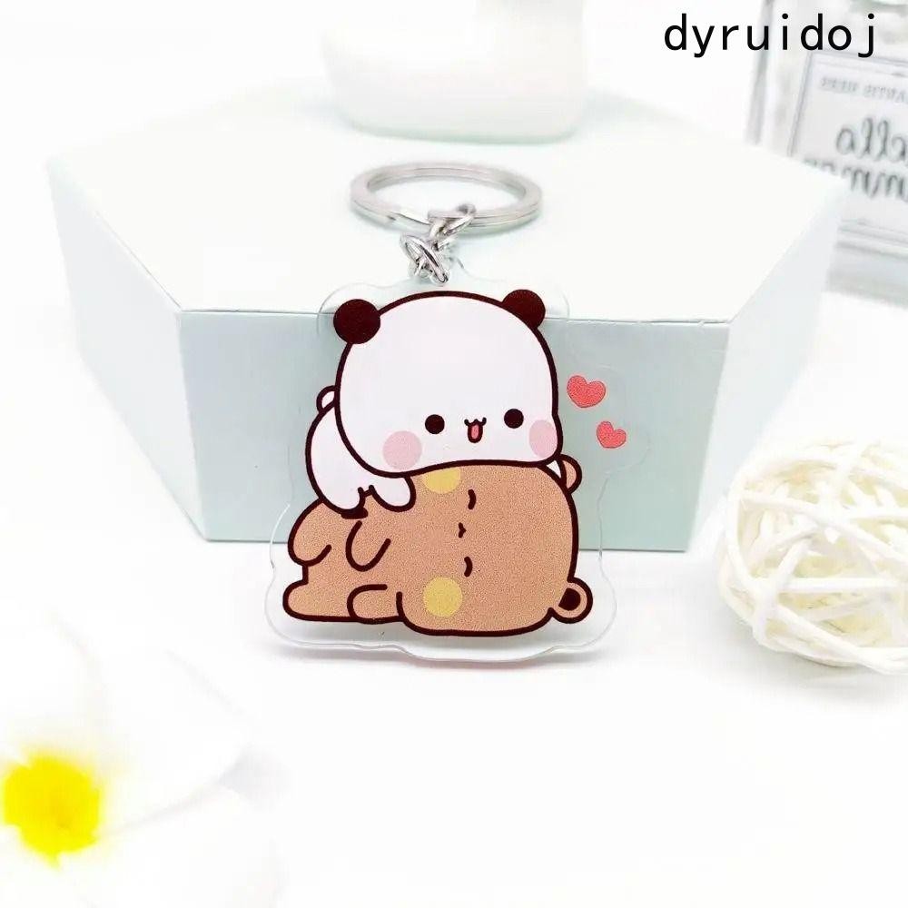 DYRUIDOJ Super Cute Couple Keychain, Acrylic Animal Bubu Dudu Panda ...