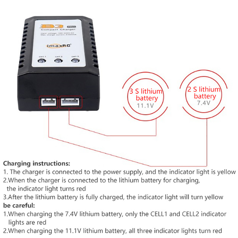 [NAY] 1 Set 2s 3s Cells B3 7.4v 11.1v 10W Li-polymer Lipo Battery Charger For RC LiPo AEG ...