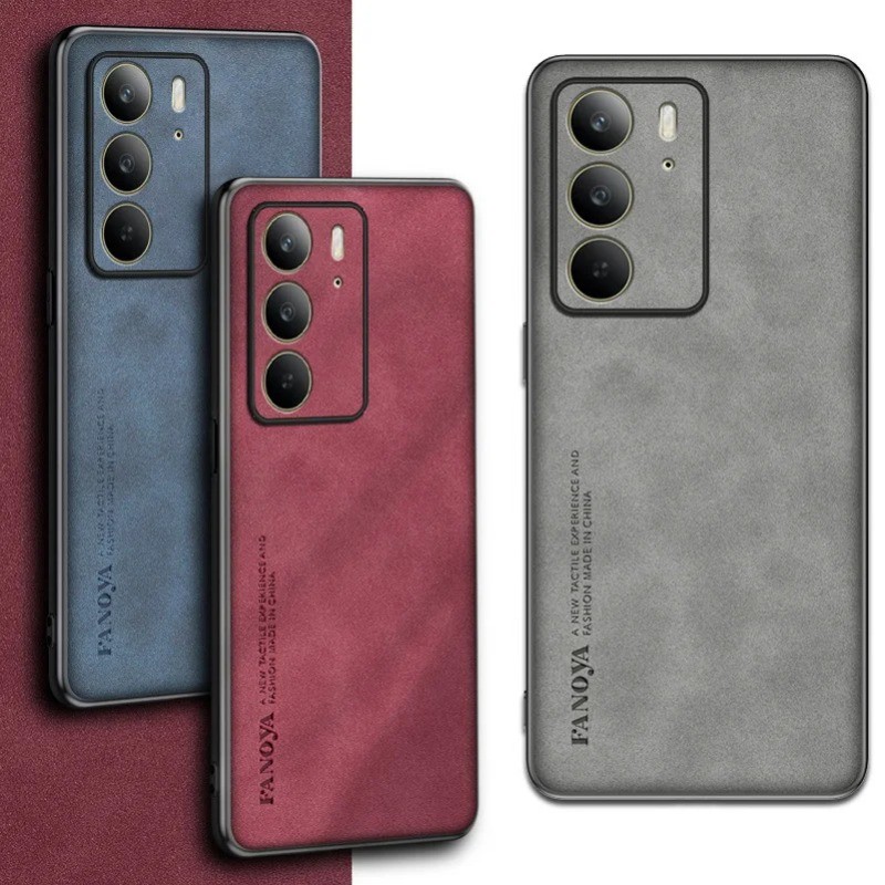 For Realme 14X C75 C67 C61 C63 C65 C53 C51 13 Pro Plus Note 60 50 4G 5G Plain Leather ...