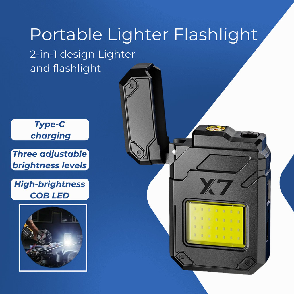 X7 Keychain Light COB 2in1 Flashlights Lighter Rechargeable Mini Lampu ...
