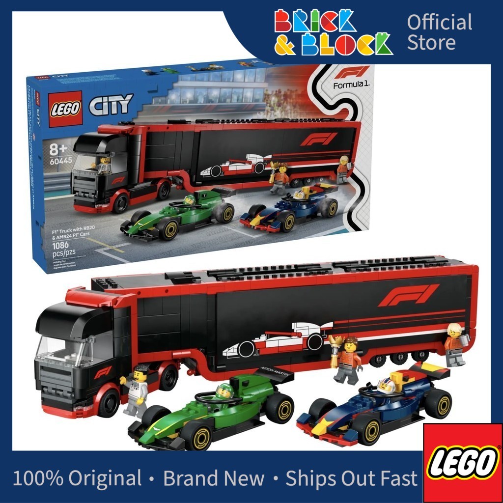 LEGO 60445 F1 Truck with RB20 & AMR24 F1 Cars | LEGO City | Shopee Malaysia