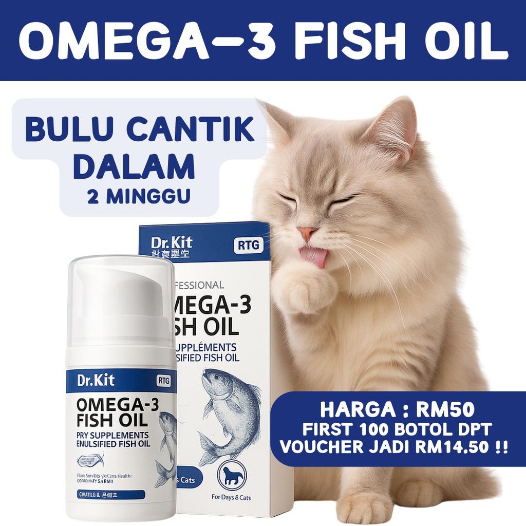 Pet OMEGA 3 EMULSIFIED FISH OIL CAT DOG MINYAK IKAN Catnip Grass ...