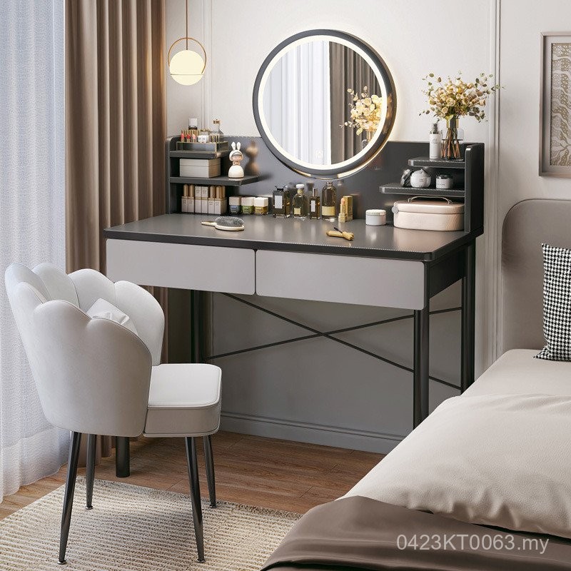 Bedroom Small Apartment Influencer Master Bed Dressing Table Mirror ins ...