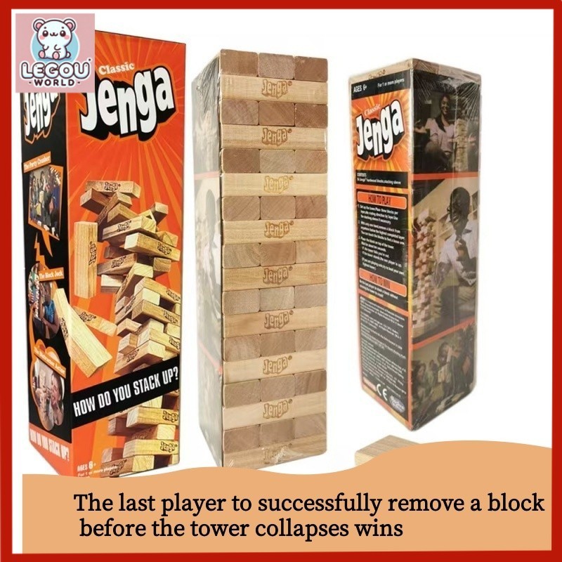 Hasbro Gaming Classic Jenga Game with Genuine Hardwood Blocks, Stacking ...
