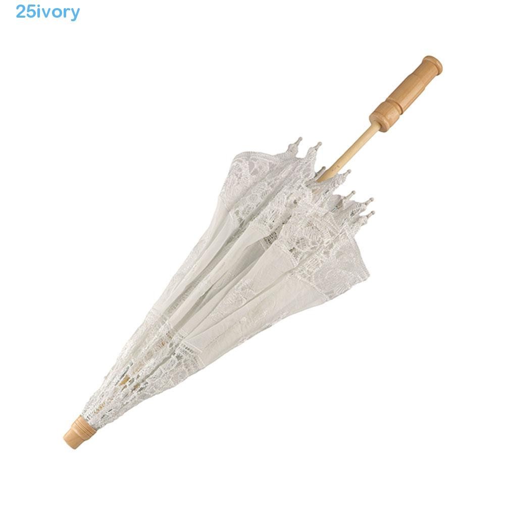 IVORY Wedding Lace Umbrella, Embroidery Floral Hollowed Prop Umbrella ...