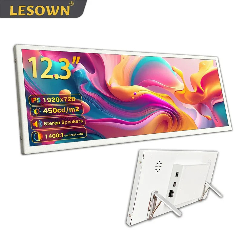 LESOWN Stretched Bar Screen 1920x720 12.3 inch Monitor Touchscreen HDMI ...