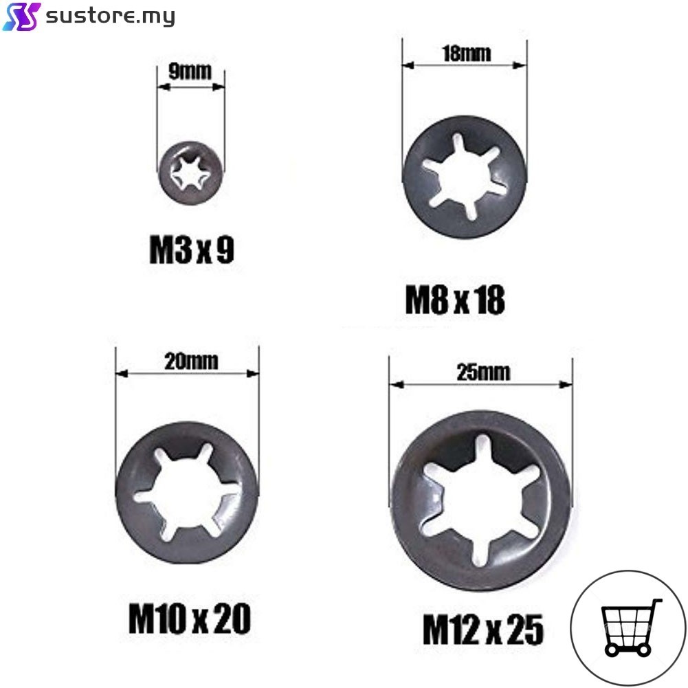 FS Push On Locking Washers Starlock Clips Kit Fastener Retainer For ...