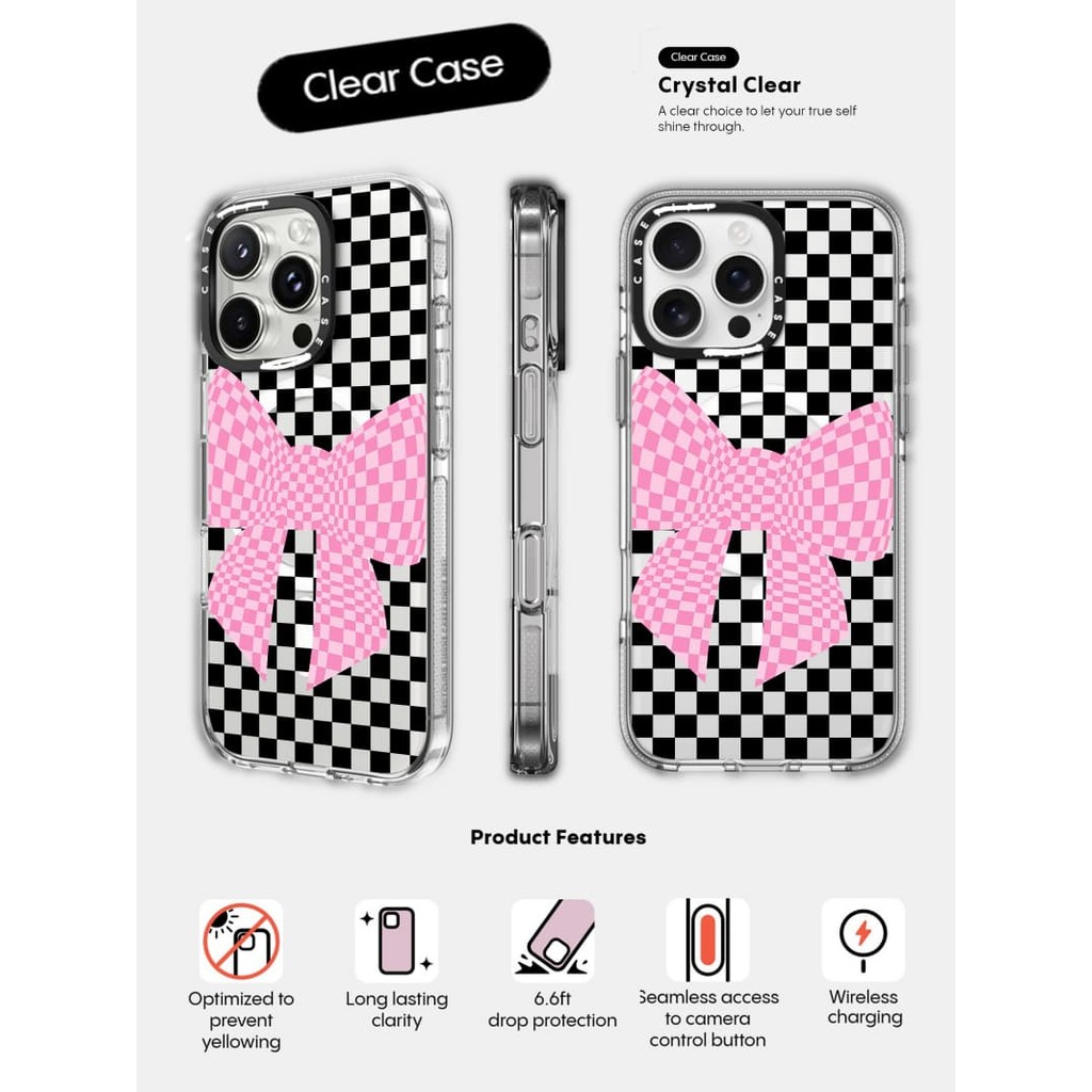 CASECASE X Checkmate Bonita Case Impact Clear Magnetic Suction Case for ...
