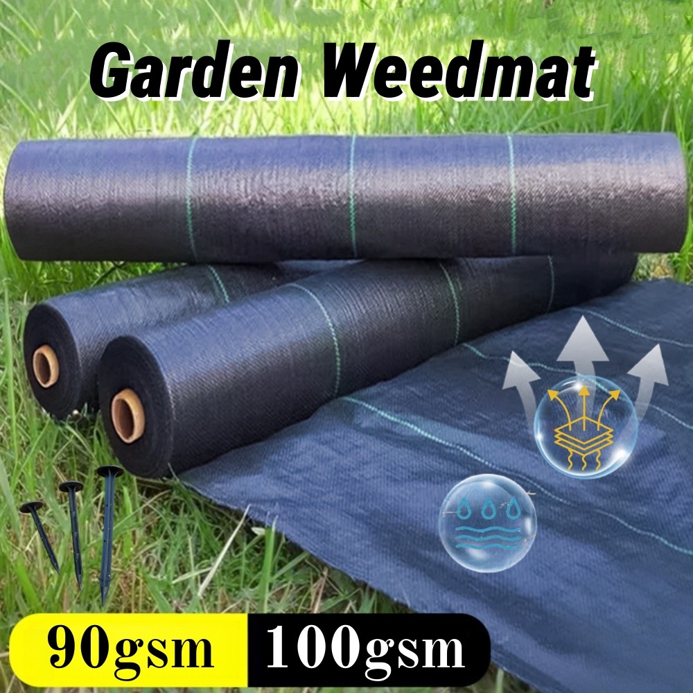 Weedmat 90GSM 5m/10/20/50m Plastik Hitam Tutup Tanah Weed Mat Heavy ...