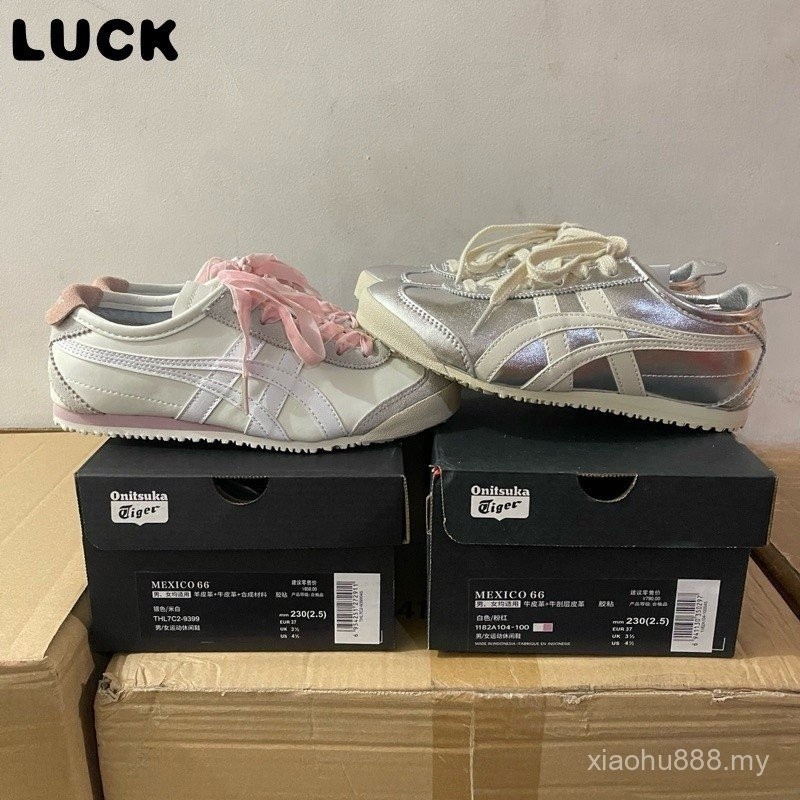 YL8V Onitsuka Tiger Lace `Silver and White Pink Ribbon lace’ (women ...