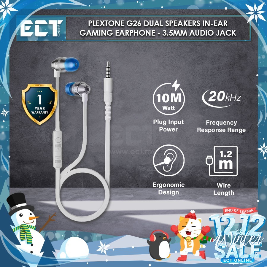 Plextone G26 Dual Speakers In-Ear Gaming Earphone - 3.5mm Audio Jack ...