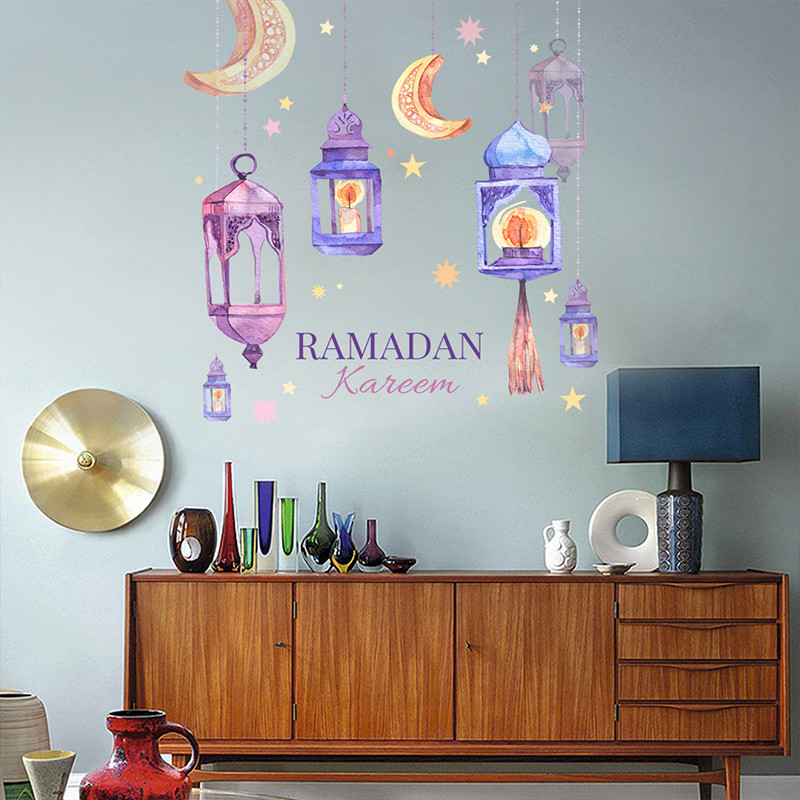 Hari Raya Lantern Moon Pvc Stickers Creative Star Wall Ramadan ...