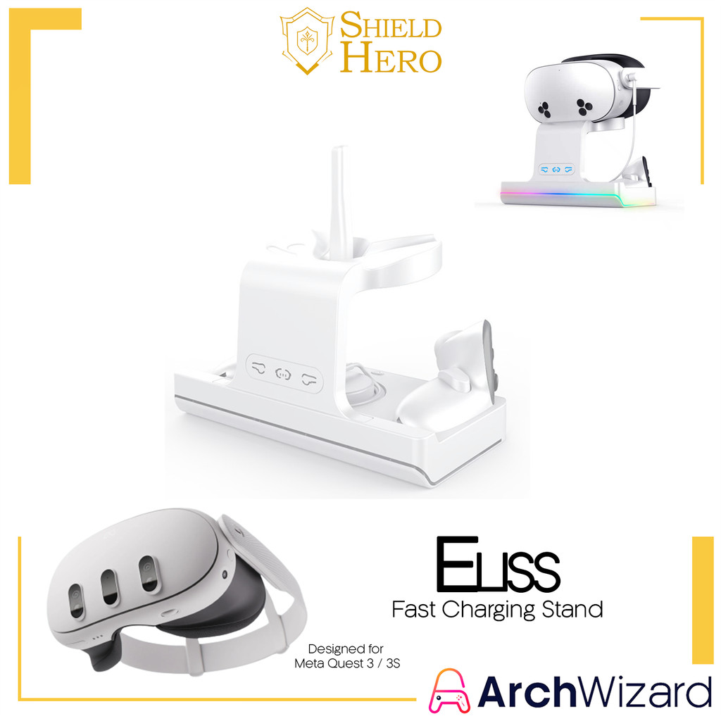 Shield Hero Eliss Fast Charging Base Stand for Meta Quest 3 1800Mah Meta Quest 3 Accessory ...