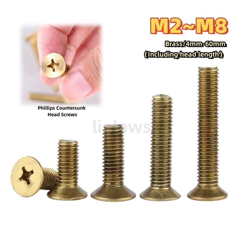 Brass Phillips Countersunk Head Screws M2 M2.5 M3 M4 M5 M6 M8 Cross ...