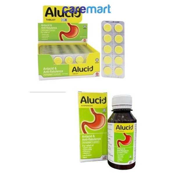 ALUCID RELIEF OF GASTRIC PAIN SUSPENSION 100ML | ALUCID STRIPS 10'S ...
