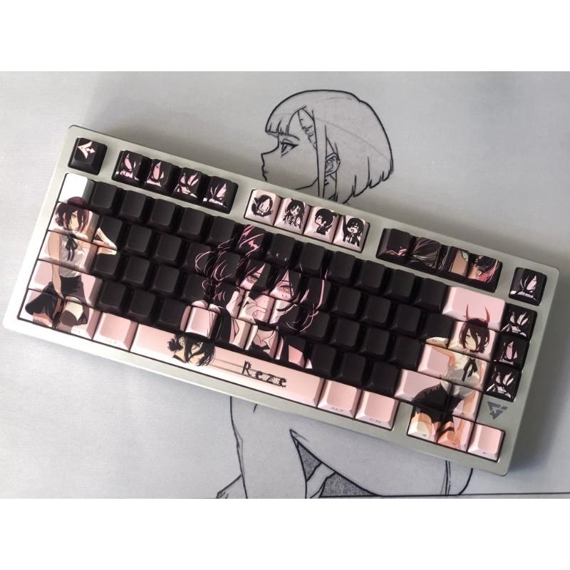 Reze Keycap Cherry Profile 70/105/118 Keys PBT Five-sided Dye ...