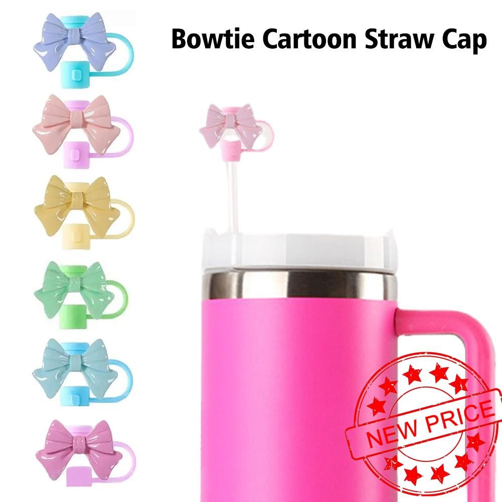 Silicone Bowtie Straw Covers Cap Reusable Dust Proof Plugs Protector ...