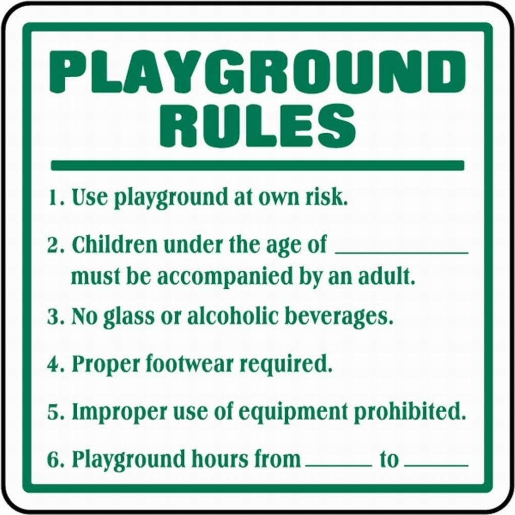 Safety Sign Notice Sign 12x12 Playground Rules Sign Warning Sign Tin ...