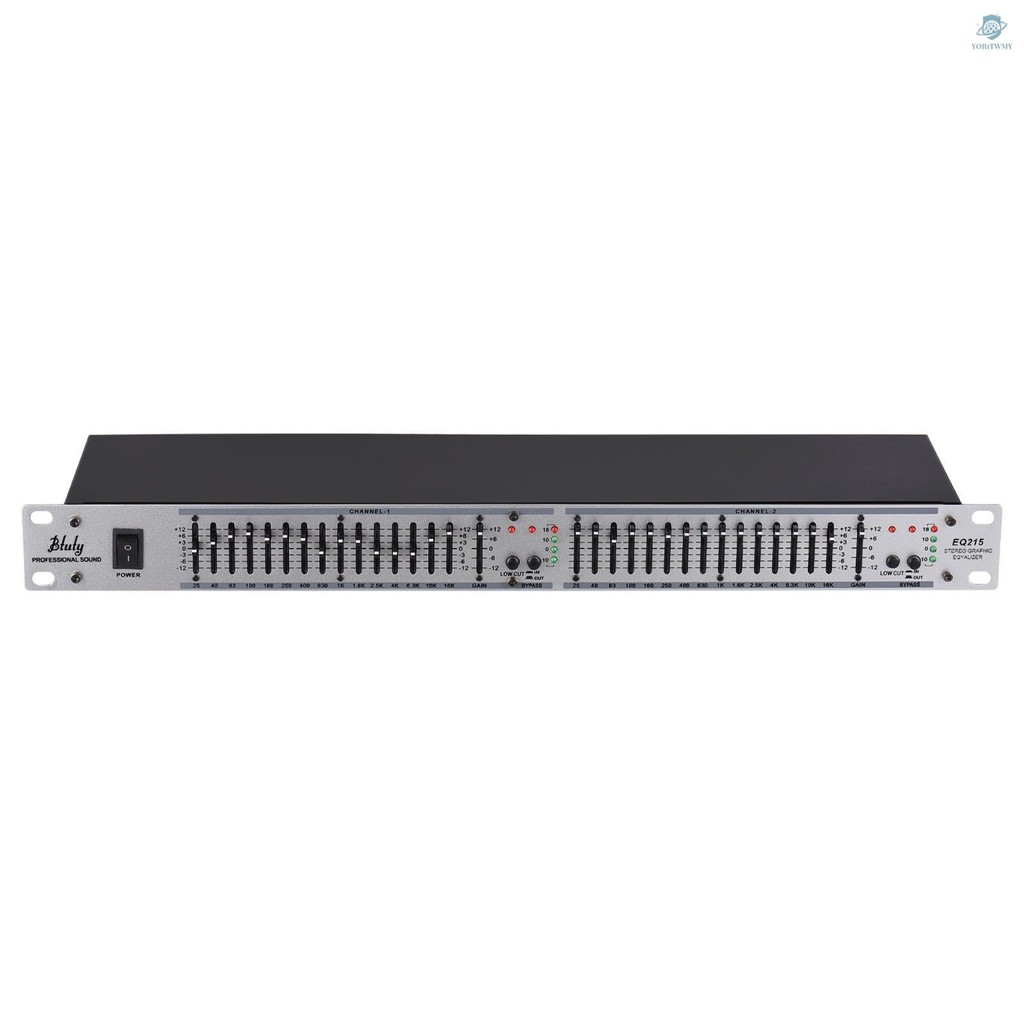 Btuty EQ-215 Dual Channel 15-Band Equalizer 1U Rack Mount 2-channel Stereo Graphic Equalizer ...