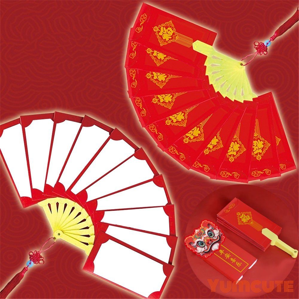 Chinese New Year Red Envelope Fan Shape Red Packet 2025 Hongbao Spring ...