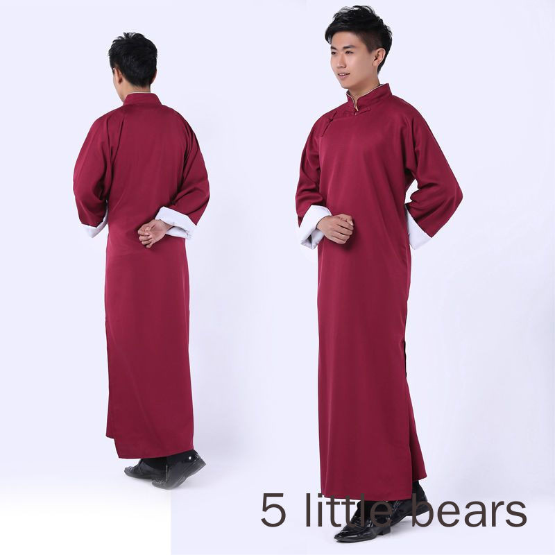 Classic Tang Suit Crosstalk Coat Men's Long Shirt Robe Youth Suit ...