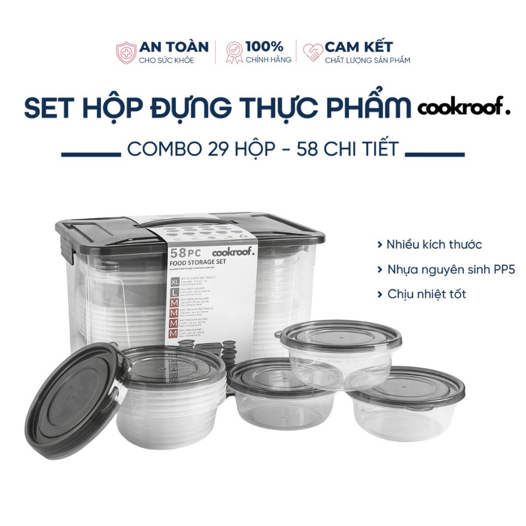 Set of 29 COOKROOF food containers made of PP5 plastic that can be used ...