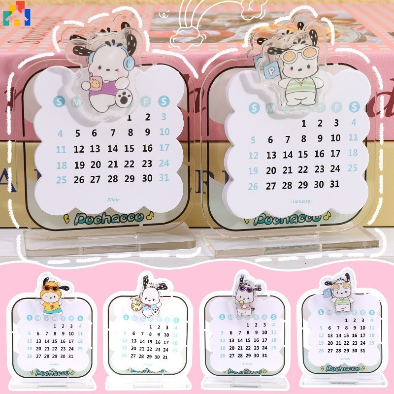 2025 New Sanrio Transparent Acrylic Calendar Cartoon Cute Pochacco Desk ...
