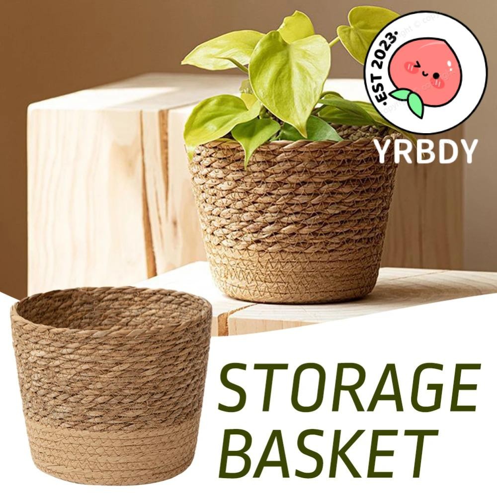 YRBWDYZDH Wicker Basket, Straw Weaving Handmade Flower Plant Pot, Round ...
