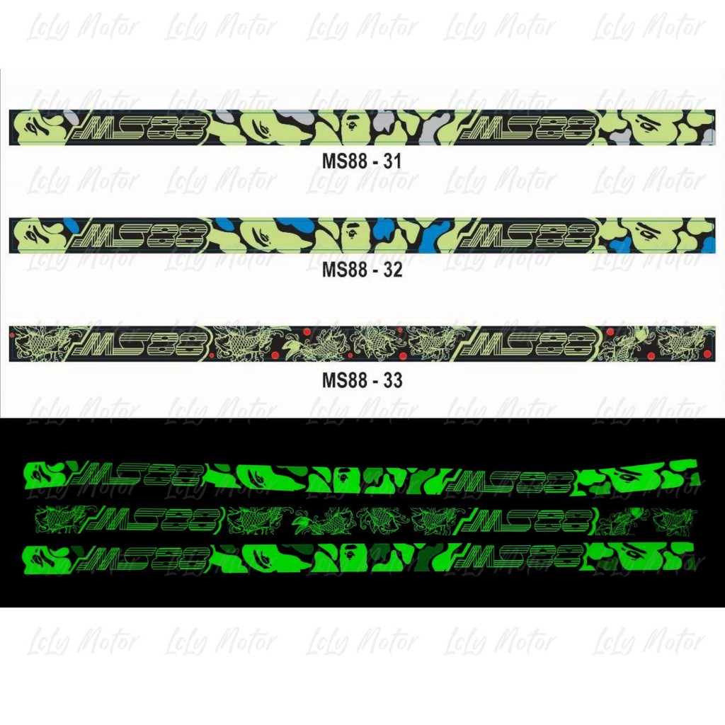 Sticker Helmet MS88 Nightglow / Sticker Helmet Glow In The Dark Custom ...