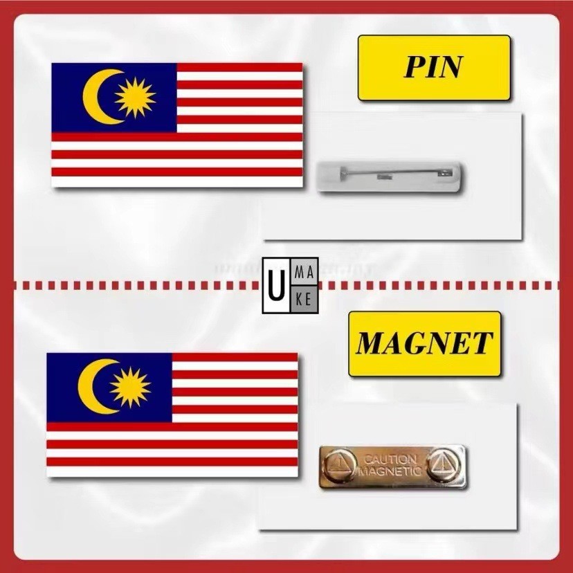 Malaysia Flag Patch Magnet 國旗 徽章 馬來西亞 Lencana Bendera Malaysia Magnet Acrylic Brooch Badge ...