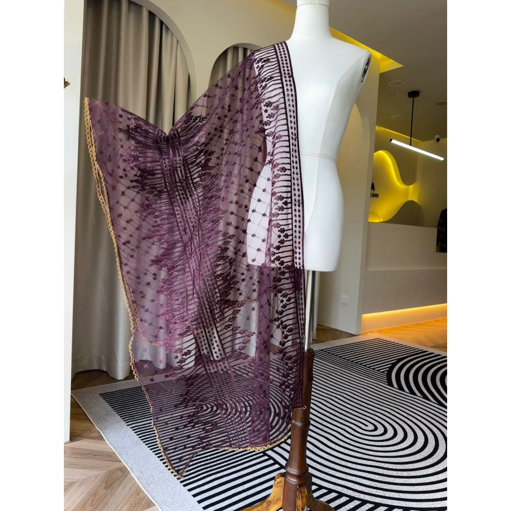 Selendang Bahu Full Sulam 1.9m | Shopee Malaysia