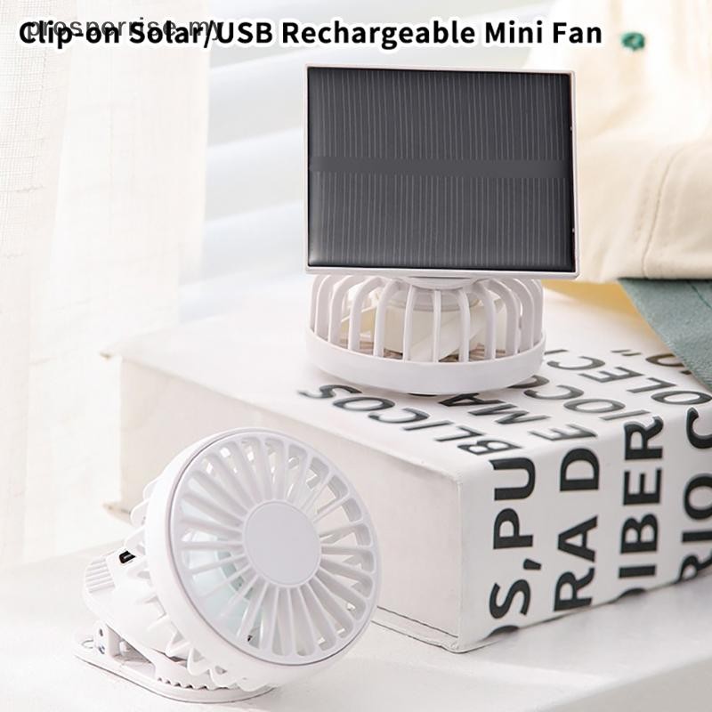 [prosperrise] Portable Mini Hand Clip Fan USB Rechargeable Solar ...