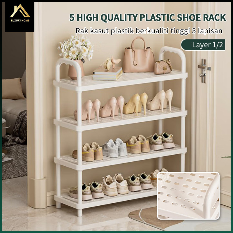 5 Tier High Quality Plastic Shoes Rack Storage Organize Shoe Rak Kasut ...